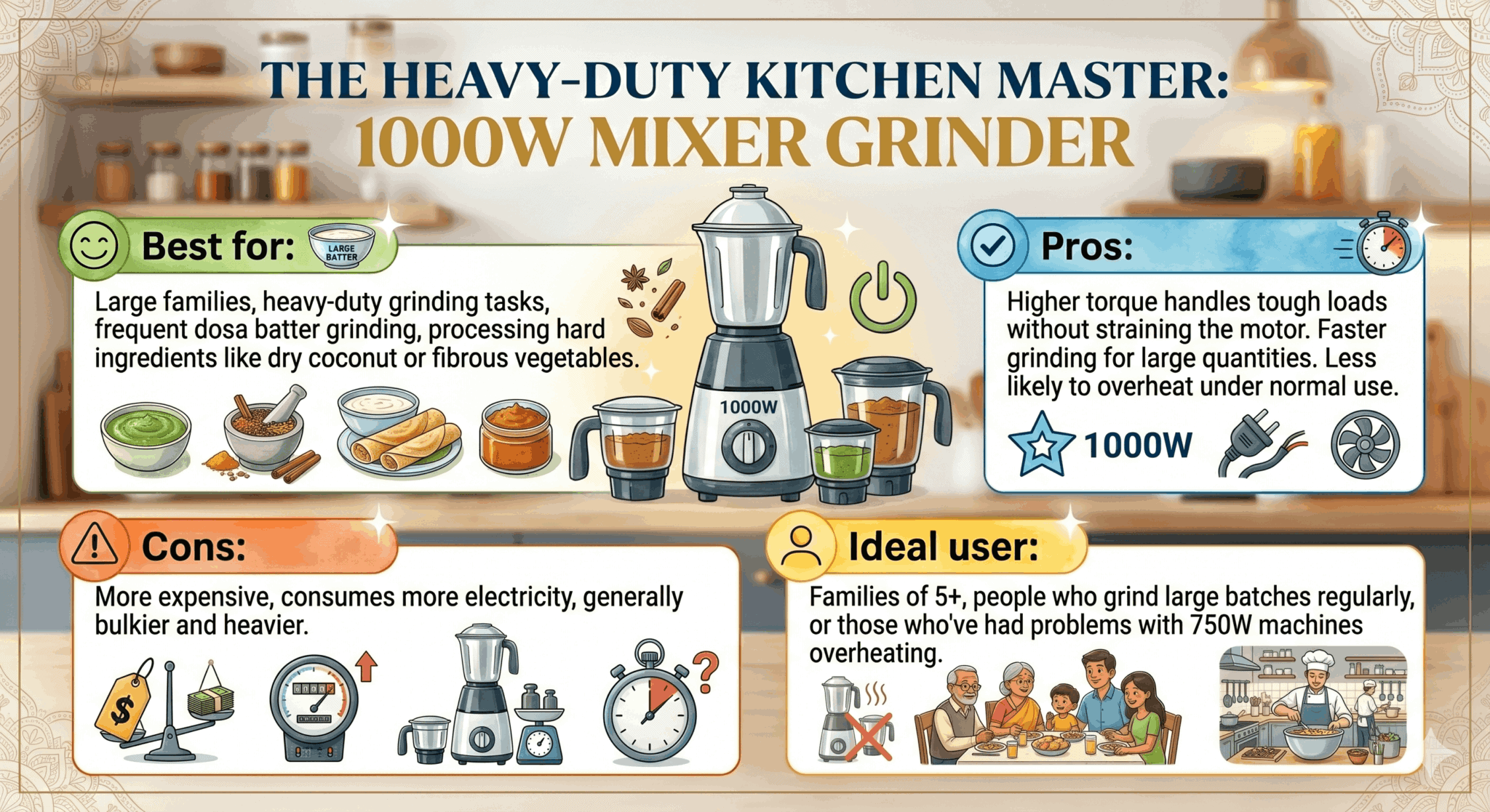 Best Mixer Grinder Buying Guide 2026 – Wattage, Problems & Comparisons